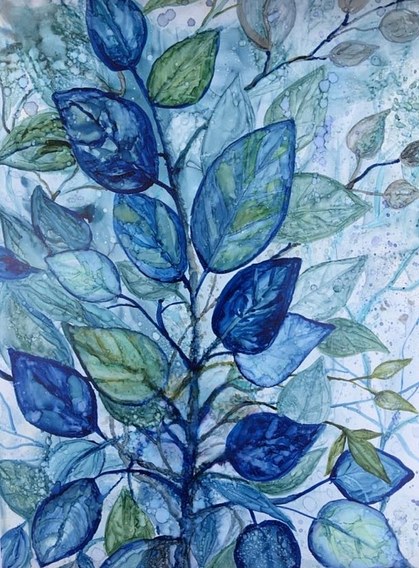Blue / Green Leaves - Lynn Winkel Art